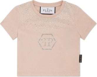 Philipp Plein Cropped T-Shirt Strass Round Neck Ss Hexagon