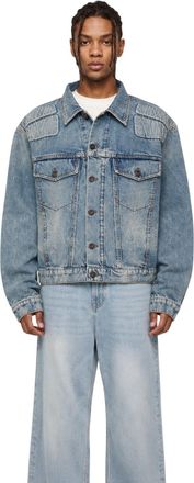 HUGO BOSS Little Rock Jeansjacke f&uuml;r Herren, Brusttasche (T&uuml;rkis/Aquablau)
