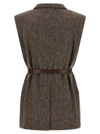 Brunello Cucinelli Herringbone Virgin Wool Vest - Taupe