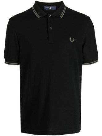 Fred Perry polo en coton &agrave; bordures contrast&eacute;es - Noir
