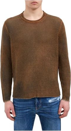 Avant Toi Homme, Pulls, Brun, Taille: M Maglia Girocollo Hand Painted