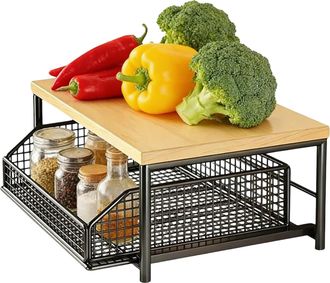 Generic K&uuml;chen-Aufbewahrungsregal - 37 x 26 x 18 cm gro&szlig;e Haushalts-Organizer-Regale, vertikales 2-stufiges Organizer-, stehende Aufbewahrungsregale f&uuml;r Speis