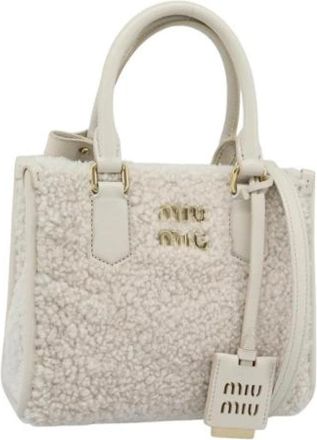 Miu Miu Sac &agrave; main en toile Pre-owned - Femme - Pre-owned - Blanc - Taille: ONE Size