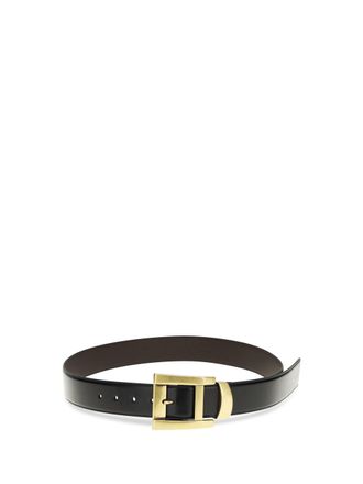 Versace Mens Leather Belt Black-Gold Calf Bos Taurus E Braces