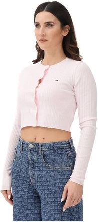Tommy Jeans Femme, Pulls, Rose, Taille: 38 FR Short Cardigan