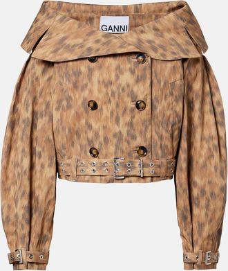 Ganni Veste imprim&eacute;e en coton m&eacute;lang&eacute;