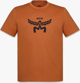 MCM T-Shirt aus Bio-Baumwolle mit Laurel-Logo-Print COGNAC ORGANIC COTTON