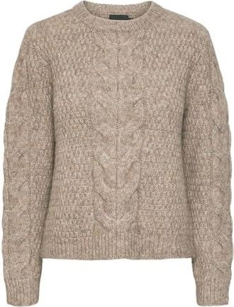 Pieces Pieces Pcnina Ls O-cou Knit Noos Bc Sweater, Femme, Fossile, XS