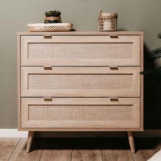 Les Tendances Les Tendances - Finori Commode Bali 03A Ch&ecirc;ne sonoma et impression de canne