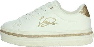 Liu Jo Sneakers Platform en cuir avec logo paillet&eacute;, Blanc, 37 EU