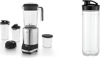 WMF Kult Pro Multifunktionsmixer Hochleistungsmixer, 30.000 U/min & Kult X Mix & Go/Küchenminis Trinkflasche 600 ml, Smoothie Flasche, Mixbehälter, Tritan