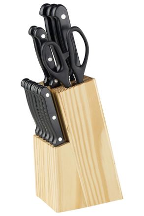 Boxxx Messerblock, Schwarz, Kiefer, Edelstahl, Holz, Metall, Kunststoff, 13-teilig, Kiefer, teilmassiv, Lfgb, Kochen, K&uuml;chenmesser, Messersets