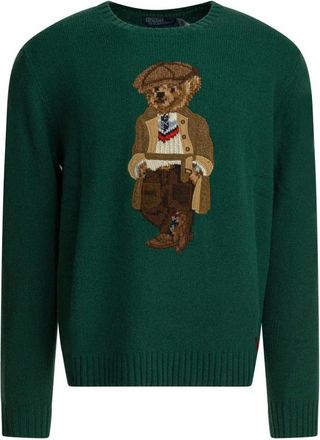 Polo Ralph Lauren Homme, Pulls, Vert, Taille: XL Pull Ras du Cou Ours Brod&eacute;