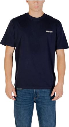 Napapijri Homme, Tops, Bleu, Taille: S T-shirt en coton &agrave; col rond et manches courtes