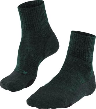 Falke Herren Wandersocken TK2 Explore Wool Short M SO Wolle antiblasen dick 1 Paar, Grün (Holly 7385), 39-41
