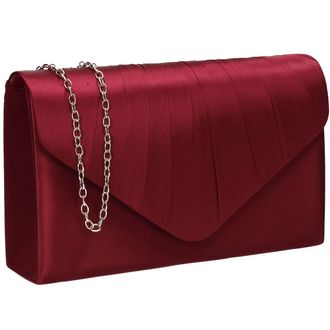 Swankyswans Chantel Damen-Clutch, Satin, Party, Abschlussball, Hochzeit, Abend, Clutch, burgunderfarben, Einheitsgr&ouml;&szlig;e
