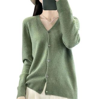 Generic Pull dhiver en % laine m&eacute;rinos pour femme - Col rond - Solide - D&eacute;contract&eacute; - Cachemire - Doux, vert pin, Taille XL