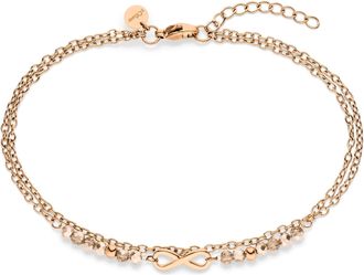 s.Oliver Anklet - Elegante Fu&szlig;kette aus poliertem Edelstahl - ros&eacute;gold - Rolokette verstellbar bis 25 cm - wasserfest & hautfreundlich