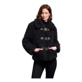 Junge Kunstfell- & Lammfellimitat-Jacke - - Jackets - Damen - Schwarzk - 2XL