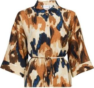 Vila Chemise droite col classique manches 3/4 imprim&eacute;