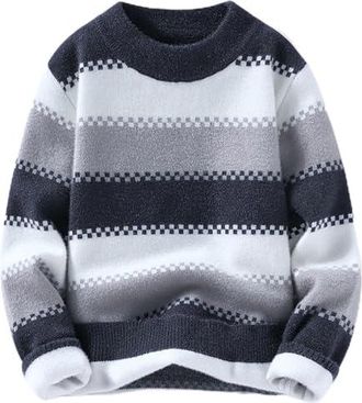 Generic Pull Chaud Homme Rayures, Pull Homme Col Rond Manches Longues Grande Taille Vintage Sweater Chic Et Elegant Coupe Ample Automne Hiver Chandail D&eacute;contr