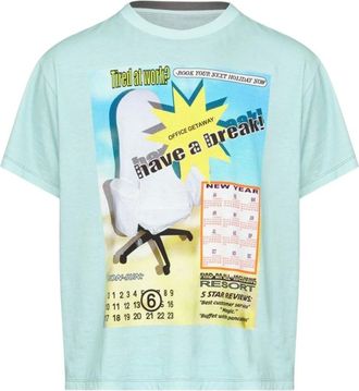 Maison Margiela Homme, Tops, Bleu, Taille: XL T-shirt Publicit&eacute; T&eacute;l&eacute;phonique