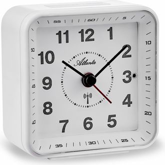 Atlanta Mocassin Funkwecker ohne Ticken Analog Licht Snooze Alarmindikator Zahlen - 1844/0 (Weiß)