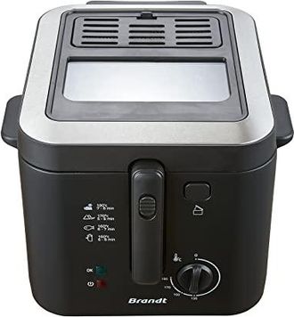 Brandt FRI25X2 - Friteuse -Dimensions 237X322X342mm- Jusquà 1kg de frites - Minuteur 30 min - Filtre anti-odeur - Thermostat réglable de 130° à 190° - 2,5L -