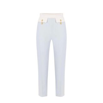 Elisabetta Franchi Femme, Pantalons, Bleu, Taille: 38 FR Pantalon Bicolore en Cr&ecirc;pe Double &Eacute;paisseur