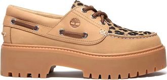 Timberland Femme, Chaussures, Beige, Taille: 38 EU Scarpa da barca plateau in nabuk e pelle animalier