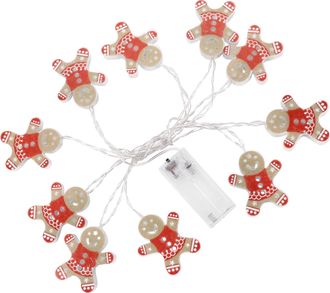 SOLUSTRE Lichterkette mit Weihnachtsmotiv, 10 LEDs, Lebkuchenmann, Kekse, batteriebetrieben, Weihnachtsbaum-Dekoration, 2 m