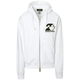 Dsquared2 Cool Fit Hoodie Mit Ahornblatt-logo, Wei&szlig;