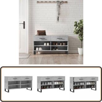 vidaXL Vidaxl - Schuhbank Betongrau 102x35x55 cm Holzwerkstoff - Schuhschrank - Schuhbank - Garderobe - Einbauschrank - Stauraum