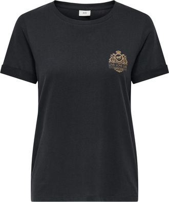 Jacqueline de Yong JdY Damen Jdykitty S/S Print Top JRS, Black, XL