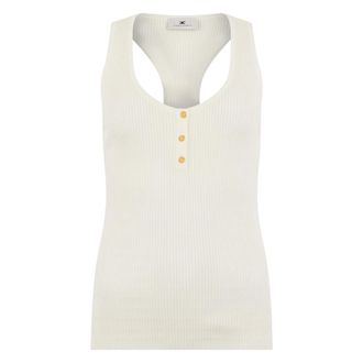 Elisabetta Franchi Femme, Tops, Blanc, Taille: 42 FR D&eacute;bardeur c&ocirc;tel&eacute; avec boutons