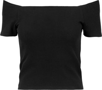 Urban Classics Damen Ladies Off Shoulder Rib Tee T Shirt, Schwarz, M EU