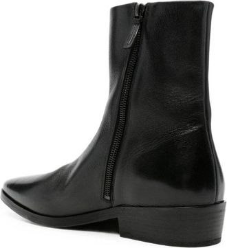 Mars&egrave;ll Pointed-Toe Leather with Side Zip Ankle Boot - Black