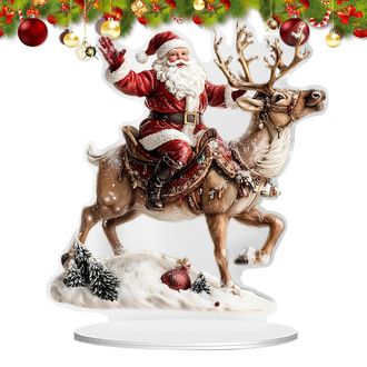 Generic Zeichen des Weihnachtsmanns, festliche Schreibtischdekoration, Weihnachts-Sammelschiffe, 2D-Acryl-Schild, traditionelles Weihnachtsschild, Elche, Deko
