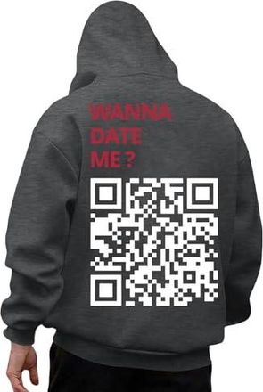 Generic Pull &agrave; capuche &agrave; manches longues et poche pour la Saint-Valentin 2026 - Couleur unie - Pour homme et femme, gris fonc&eacute;, XXL