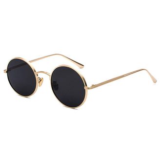 Inlefen Sonnenbrille M&auml;nner Frauen Runde Retro Vintage Kreis Stil Sonnenbrille Farbige Metallrahmen Brillen Gold schwarz