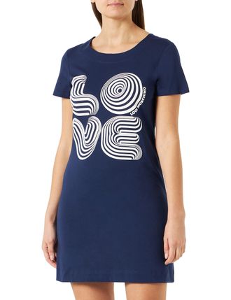 Love Moschino Womens Short-Sleeved A-line Dress, Dark Blue, 42