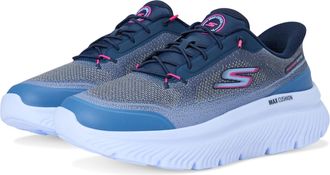 Skechers Damen Go Walk Max Cushioning Hyper Burst Nikita Sneaker, Navy Textile/Pink Trim, 37.5 EU
