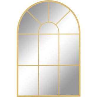 HOMCOM Homcom - Wandspiegel 91 x 60 cm Fenster Spiegel mit Metallrahmen Dekorativer H&auml;ngespiegel Flurspiegel f&uuml;r Schlafzimmer Wohnzimmmer Gold