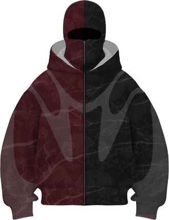 Generic Herren Balaclava Hoodie mit Maske Ninja Pullover mit Sturmhaube Damen Y2k Einfarbig Zip Face Mask Kapuzenpullover Winter Doppel Kapuze Kapuzenjacke Zi