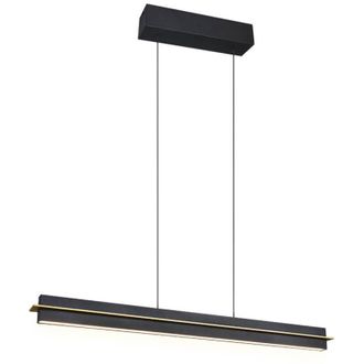 Trio Suspension LED, plafonnier, noir, dor&eacute;, tactile, dimmable, H 150 cm