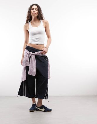Collusion weite Longline-Nylon-Culotte in Marineblau
