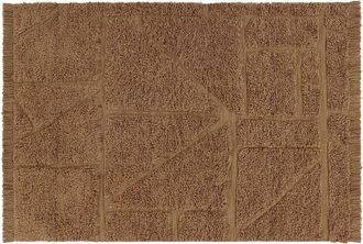 Loberon Teppich Volemar - Handgeknüpft - Hoch-Tief-Struktur - Zierende Fransen - 170x240 cm - Wohntextilien - Wohnaccessoires - Wolle - Baumwolle, braun