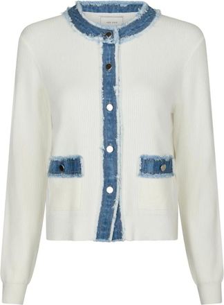 Neo Noir Femme, Pulls, Blanc, Taille: 40 FR Zelma Cardigan en maille denim