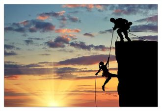 Wallario selbstklebendes Poster - Gemeinsam zum Gipfel, Aufkleber in Premiumqualit&auml;t, Klebefolie Gr&ouml;&szlig;e: 61 x 91,5 cm (Maxiposter)