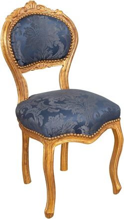 Biscottini International Louis XVI Stühle gold und blau, 90 x 45 x 42 cm - Französischer Stil Stuhl Gold und Blau - Schlafzimmer-Sessel - Barock-Stühle